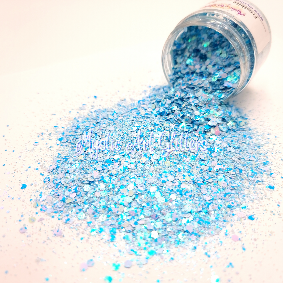 Frostbite - Blue and White Mixed Size Glitter – Mystic Art Glitters