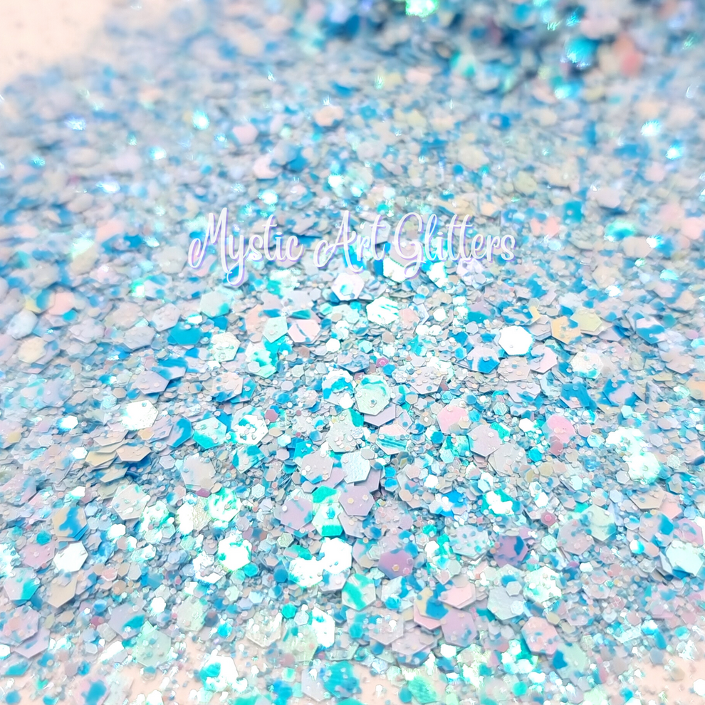 Frostbite - Blue and White Mixed Size Glitter – Mystic Art Glitters